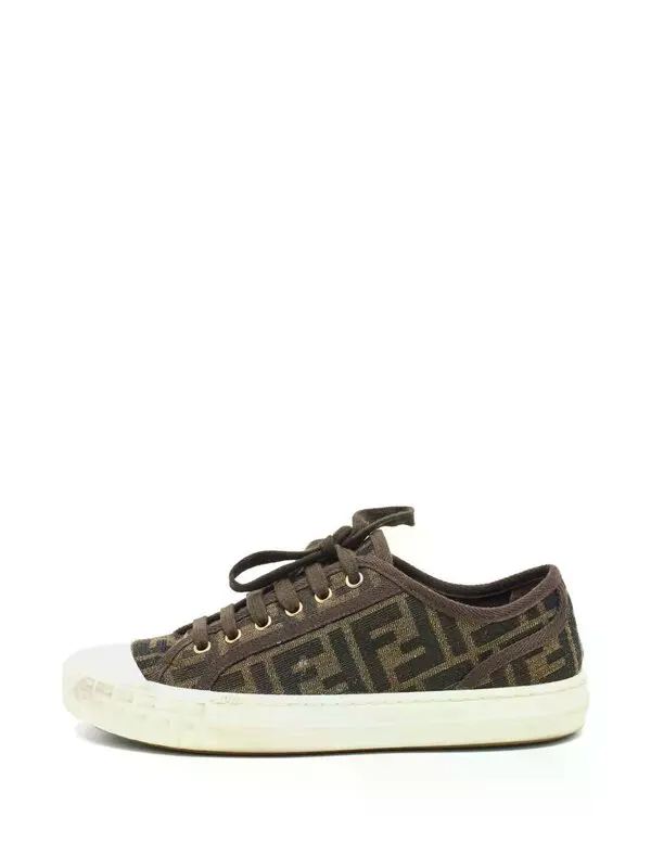 Fendi Ff Motif Canvas Lace-up Sneakers - Brown