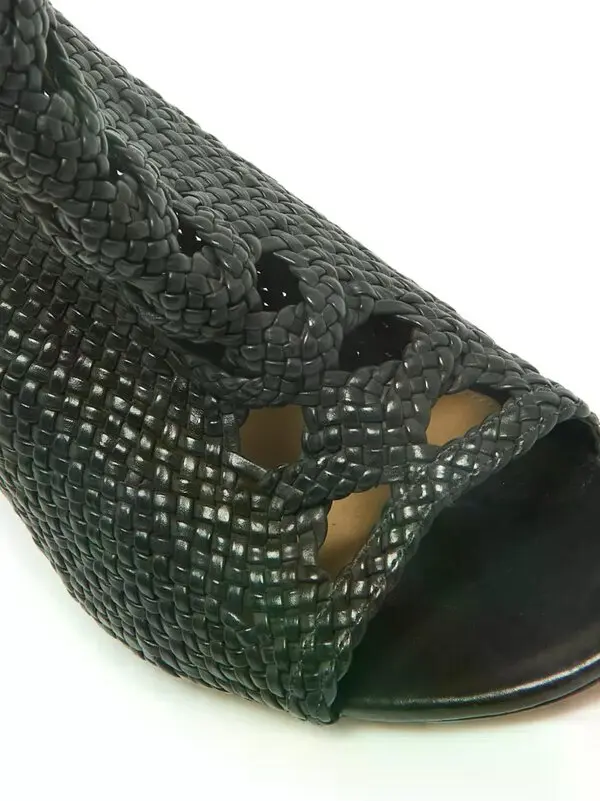 ALEXANDRE BIRMAN Woven Leather Open-toe Ankle Boots