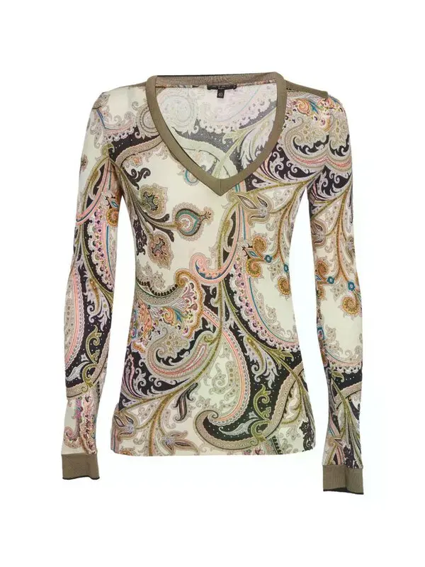 Etro Paisley Print Long-sleeved T-shirt - Neutrals