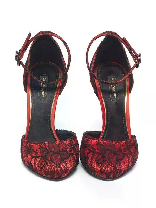 Dolce & Gabbana Floral Lace Ankle Strap Sandals