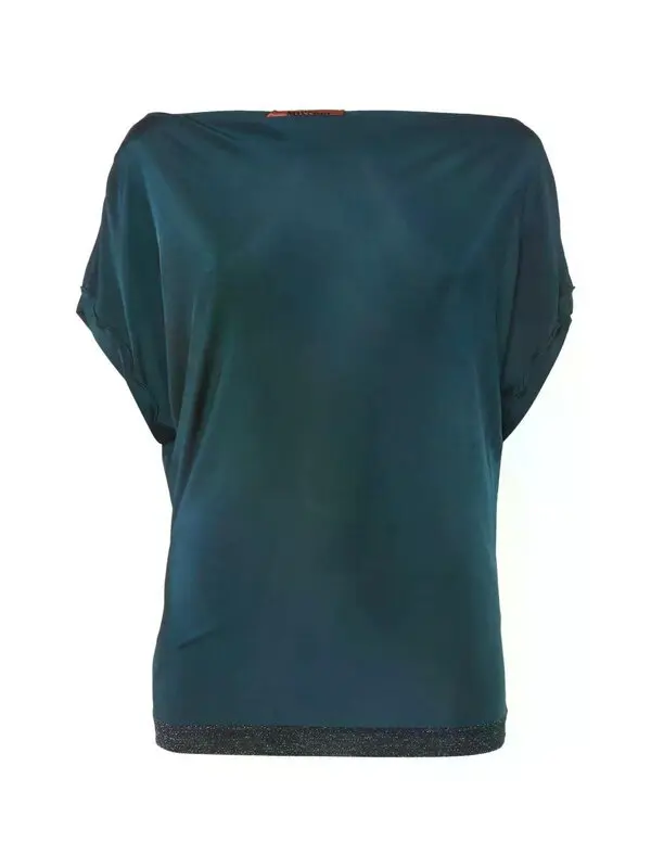Missoni Boat-neck Jersey Top With Glitter-effect Hem - Blue
