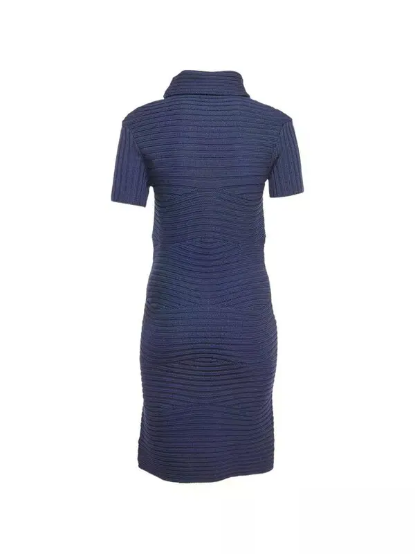 Versace Knitted Turtleneck Midi Dress With Medusa Head Buttons