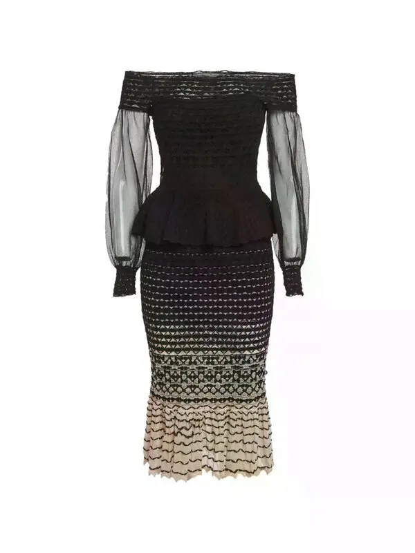 Alexander McQueen Off-shoulder Peplum Midi Dress - Black