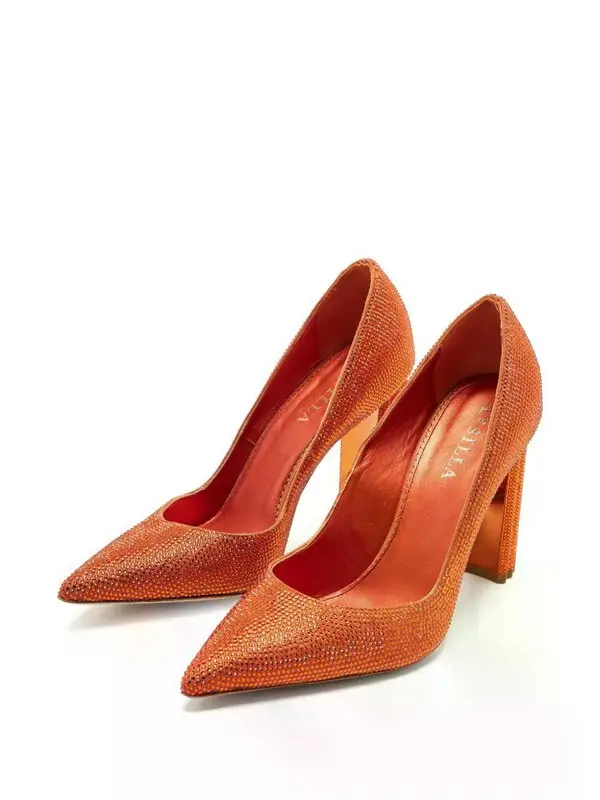 LE SILLA Crystal-embellished Suede Pointed-toe Pumps