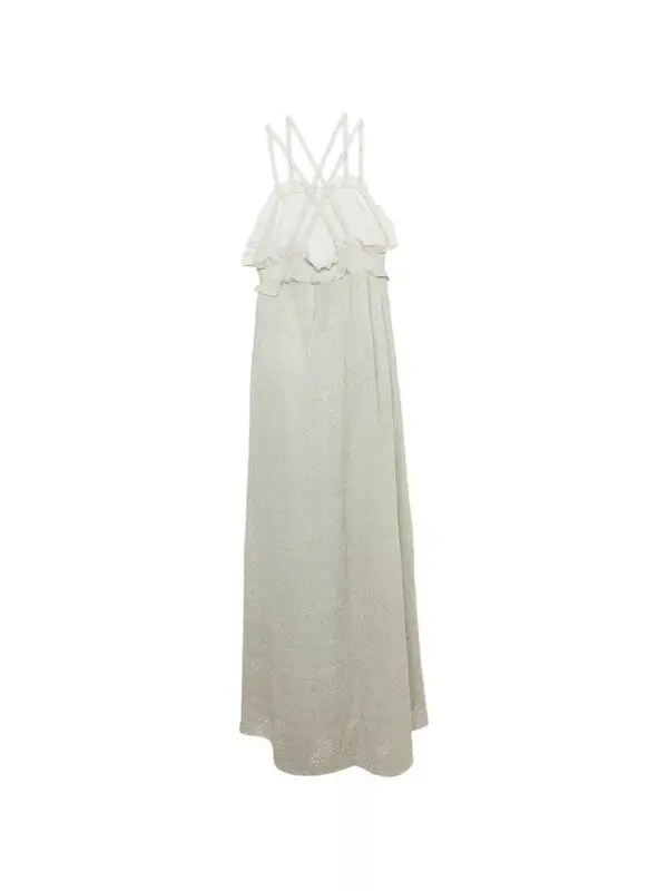 Missoni Cross-back Ruffled Maxi Dress - Silver