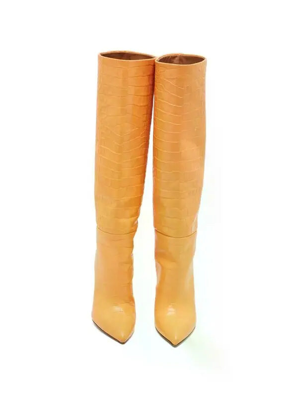 Paris Texas Croc-embossed Leather Knee-high Stiletto Boots