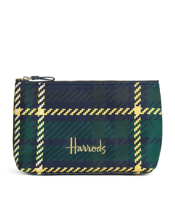 Harrods Small Tartan Logo Pouch - Navy