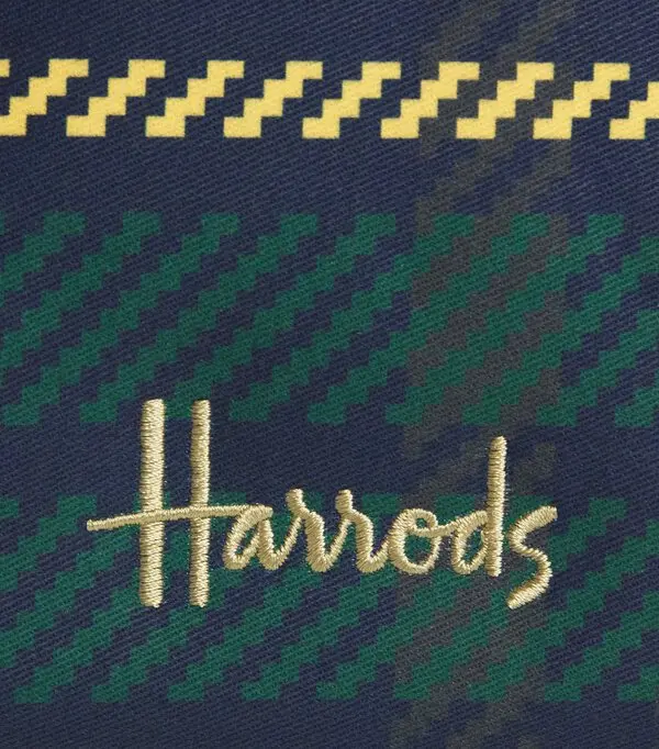 Harrods Small Tartan Logo Pouch - Navy