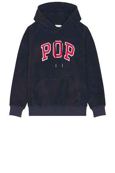 POP TRADING COMPANY Arch Logo Hooded Sweatshirt - Navy