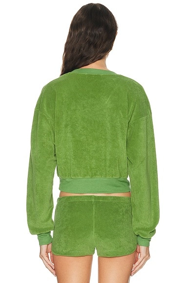 Eterne Cropped V-neck Sweatshirt In Lightweight Terry Cloth - Fern