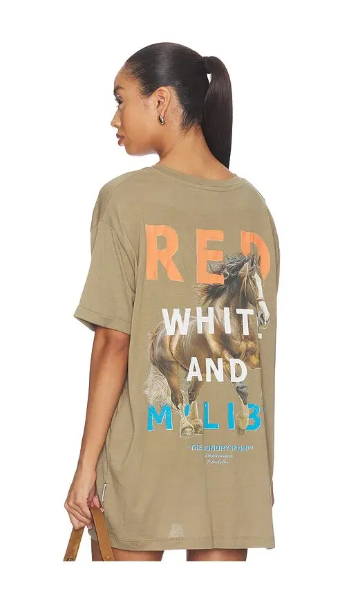 THE LAUNDRY ROOM Red White And Malibu Oversized Tee - Olive