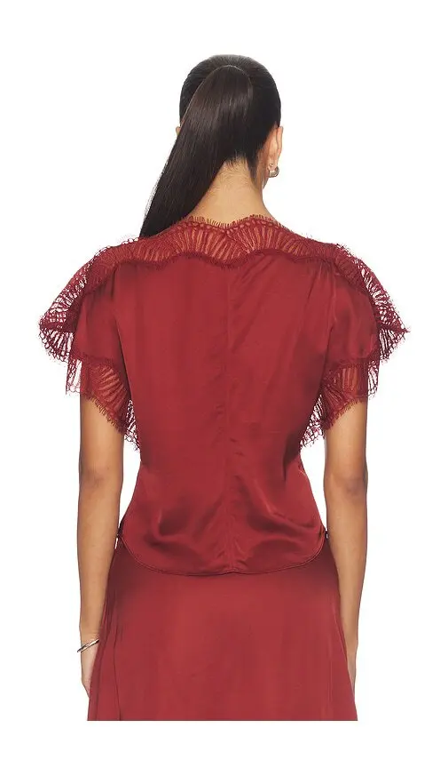 A.L.C. Luna Top With Lace Trim - Red
