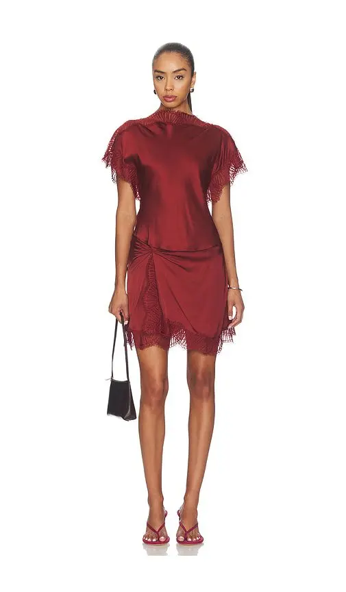 A.L.C. Luna Top With Lace Trim - Red