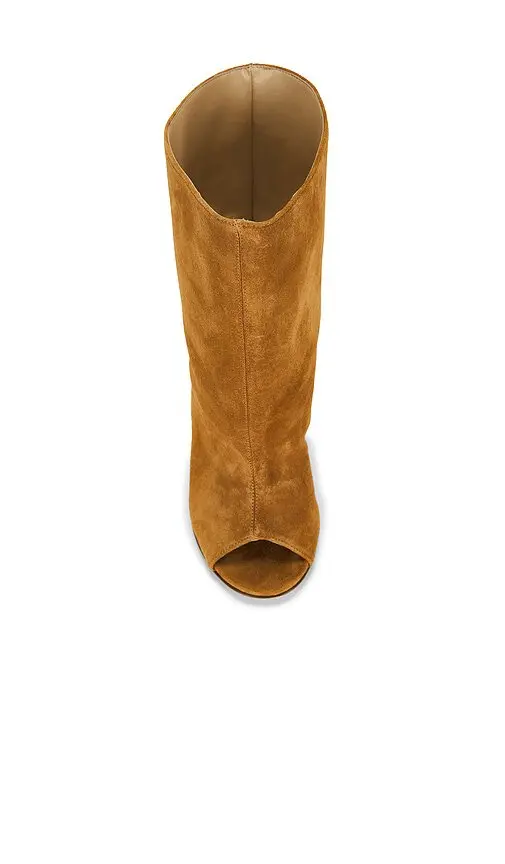 GIA BORGHINI Heeled Open Toe Boot In Suede - Brown