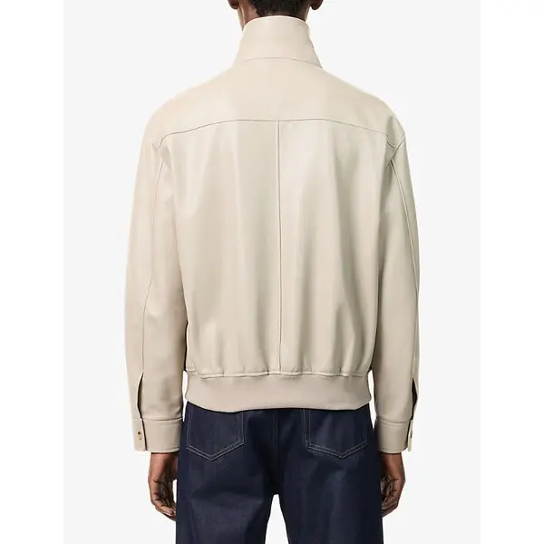 FRAME Collared Zip-up Leather Bomber Jacket