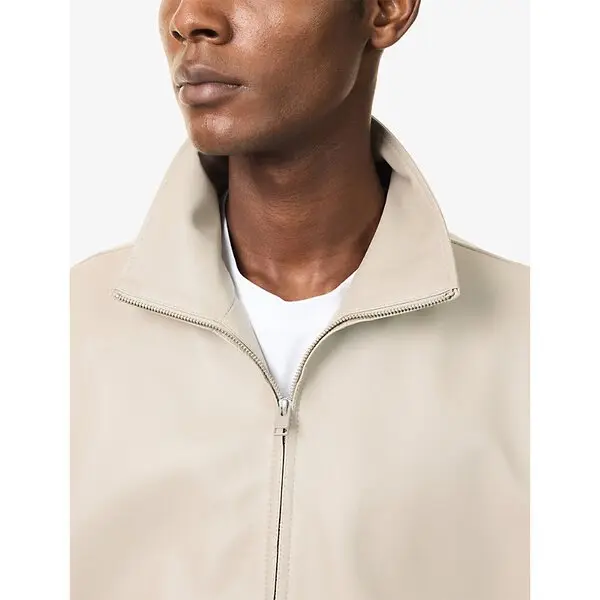 FRAME Collared Zip-up Leather Bomber Jacket