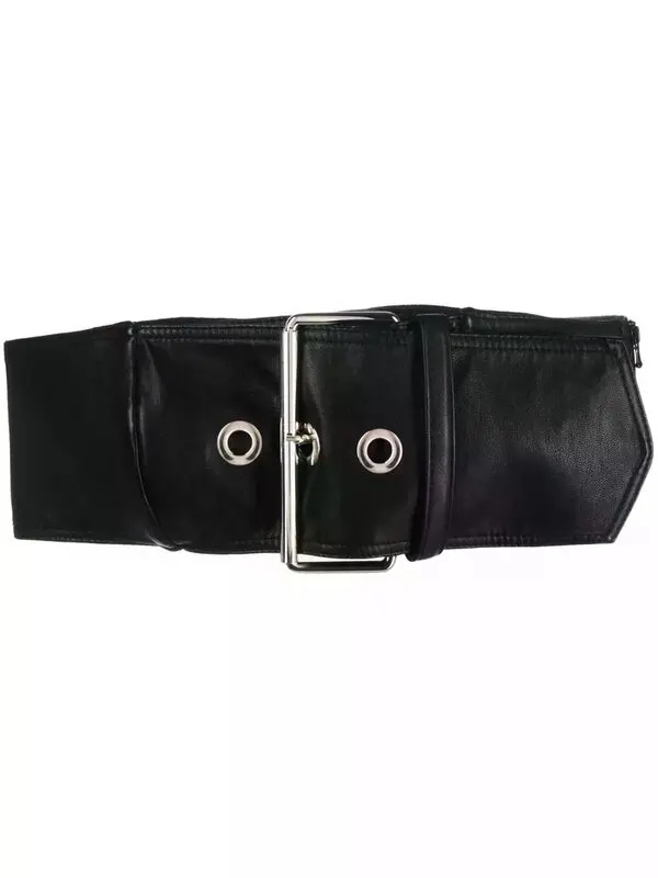 Moschino Cropped Faux Leather Bandeau Top With Buckle Detail - Black