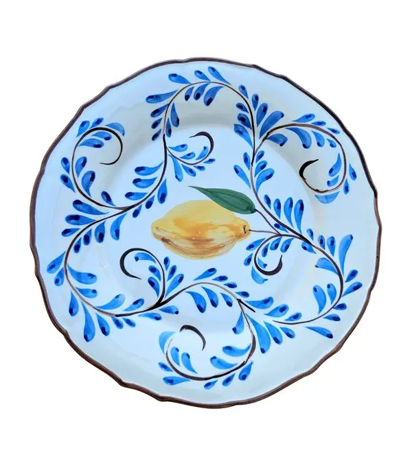 LES-OTTOMANS Ceramic Positano Lemons Plate - Blue