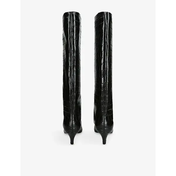 TOTEME Wide Shaft Croc-effect Leather Knee-high Stiletto Boots - Black