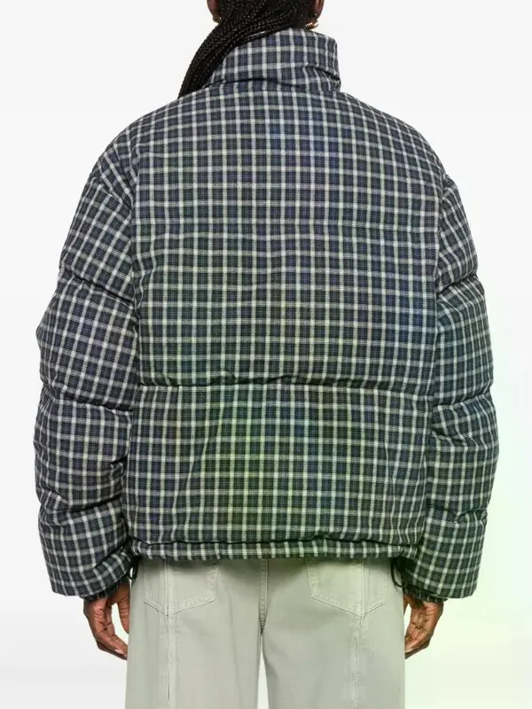 Miu Miu Check-pattern Quilted Jacket - Blue