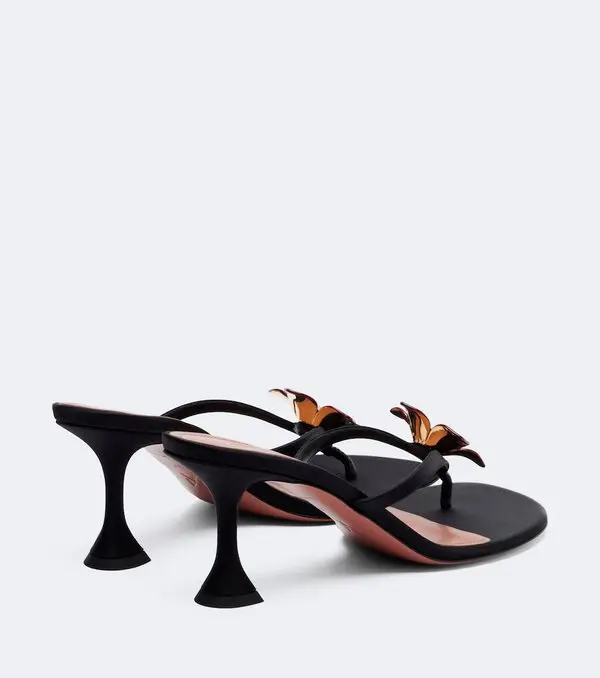 Amina Muaddi Embellished Satin Thong Sandals