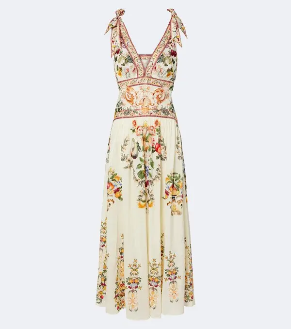 Camilla Embellished Linen And Silk Maxi Dress - Multicoloured