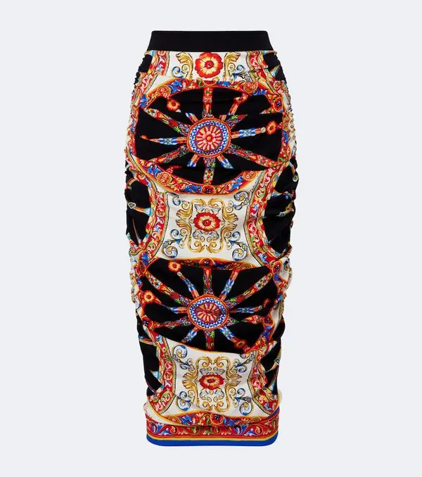 Dolce & Gabbana Carretto Silk-blend Midi Skirt - Multicoloured