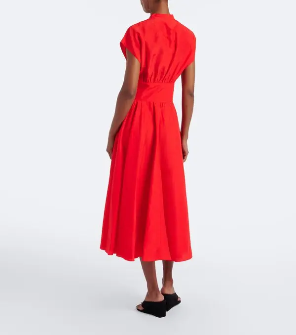 Alaïa Belted Midi Dress In Rouge Vermillon