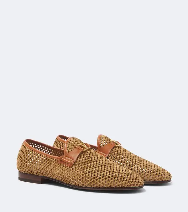 Valentino Garavani Wolfe Vlogo Raffia Loafers - Beige