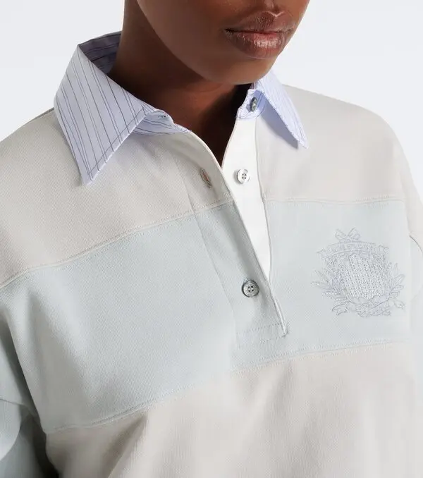 Acne Studios Striped Cotton Fleece Polo Sweatshirt