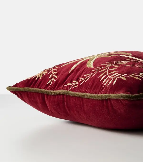 LES-OTTOMANS Embroide Cotton Velvet Cushion