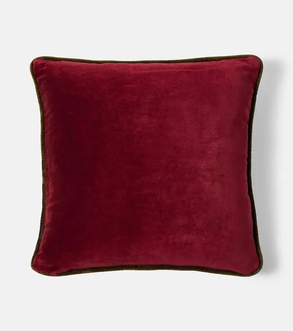 LES-OTTOMANS Embroide Cotton Velvet Cushion