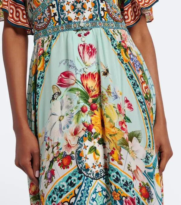 Camilla Embellished Floral Silk Maxi Dress - Multicoloured