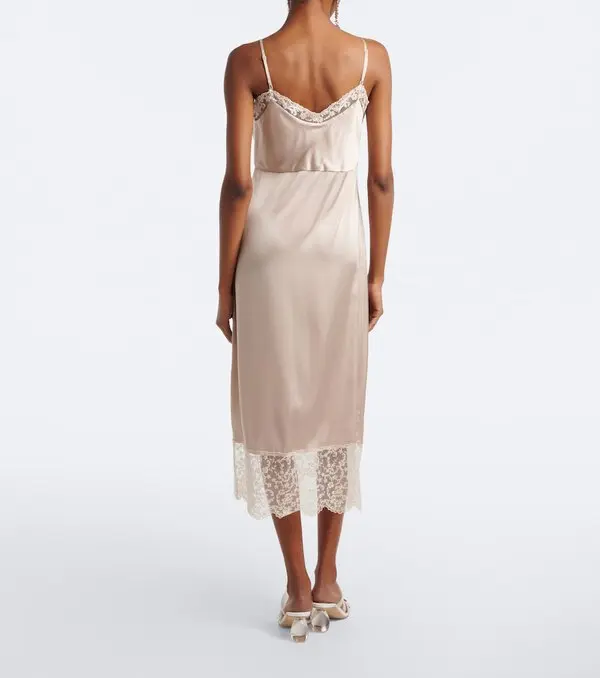 Simone Rocha Satin Slip Dress With Lace Trim - Beige