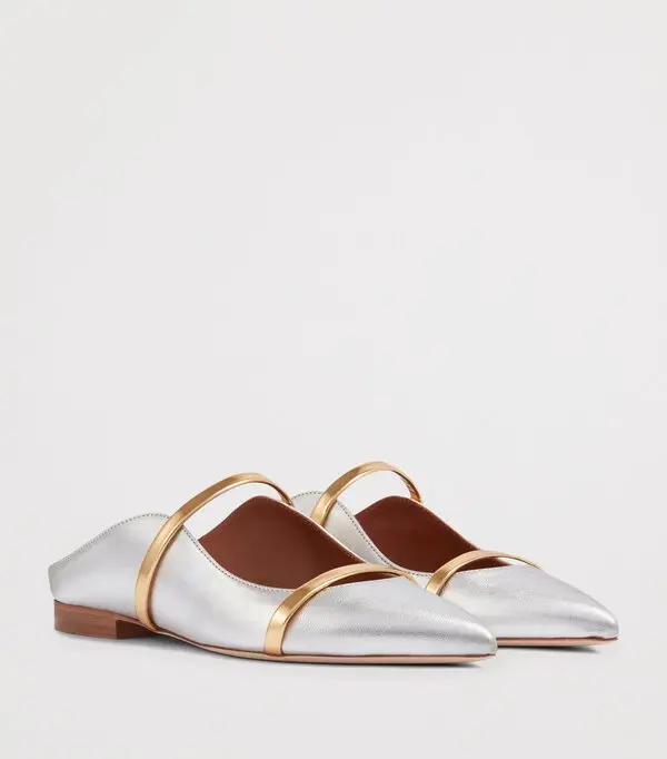 MALONE SOULIERS Metallic Leather Maureen Mules - Silver