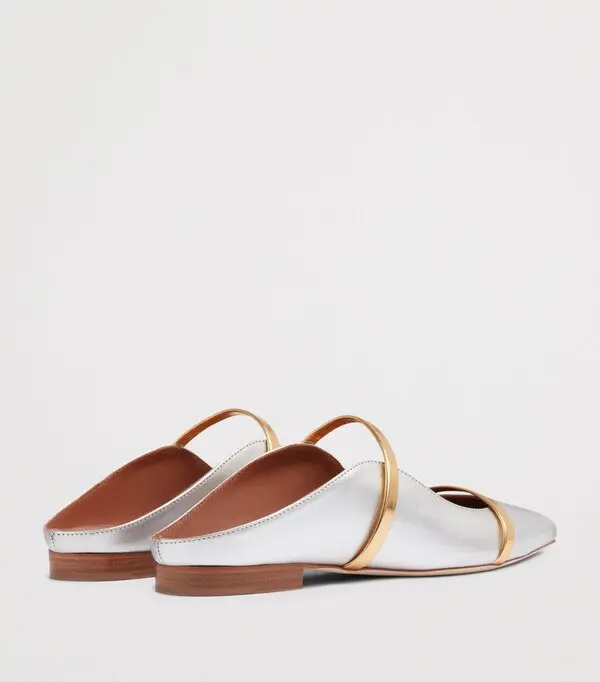 MALONE SOULIERS Metallic Leather Maureen Mules - Silver