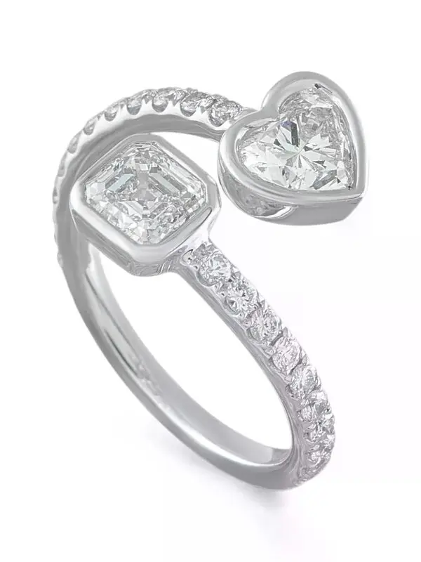 LB EXCLUSIVE 18k White Gold Diamond Bypass Ring - Silver