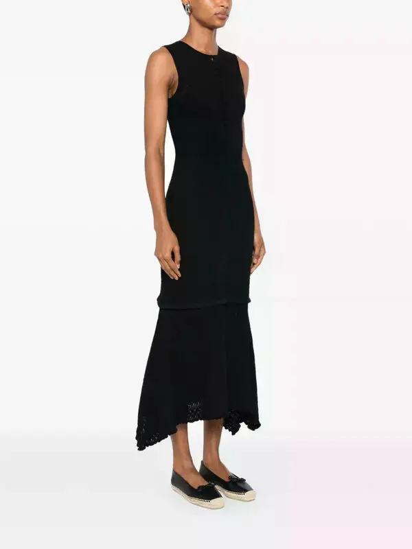 Sandro Lace-effect Ruffled Knitted Dress