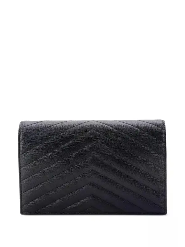 Saint Laurent Matelasse Chevron Leather Wallet On Chain