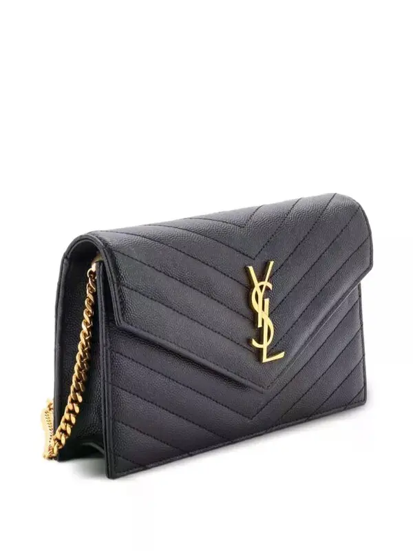 Saint Laurent Matelasse Chevron Leather Wallet On Chain