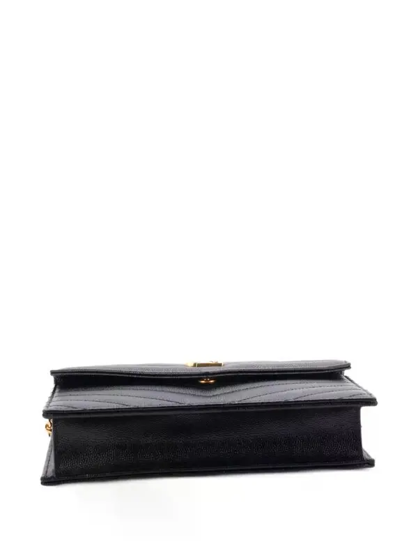 Saint Laurent Matelasse Chevron Leather Wallet On Chain