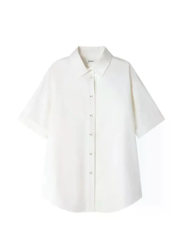 Sandro Oversized Shirt With Pleated Back - Neutrals