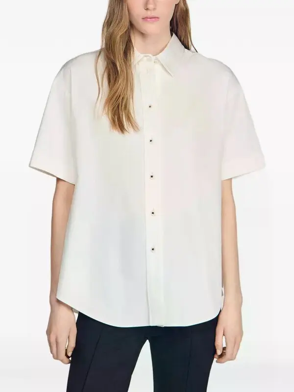Sandro Oversized Shirt With Pleated Back