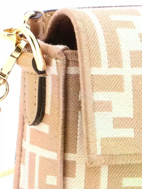 Fendi Baguette Monogram Canvas Mini Crossbody Bag - Neutrals