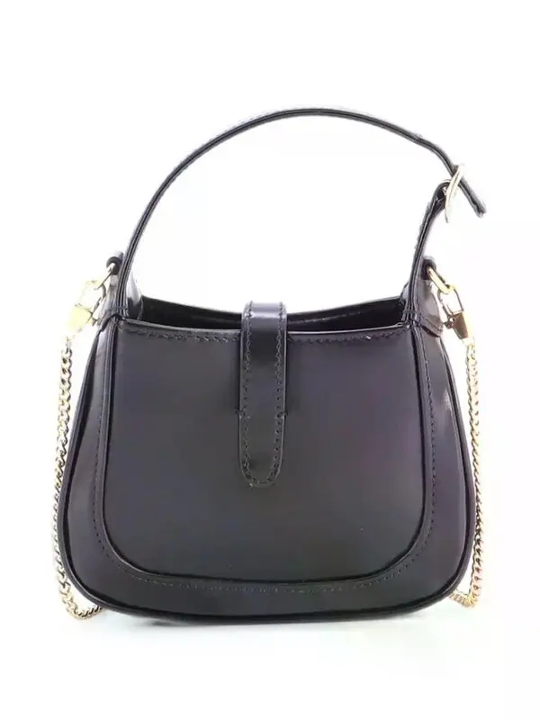 Gucci Jackie 1961 Chain Leather Super Mini Hobo Bag - Black