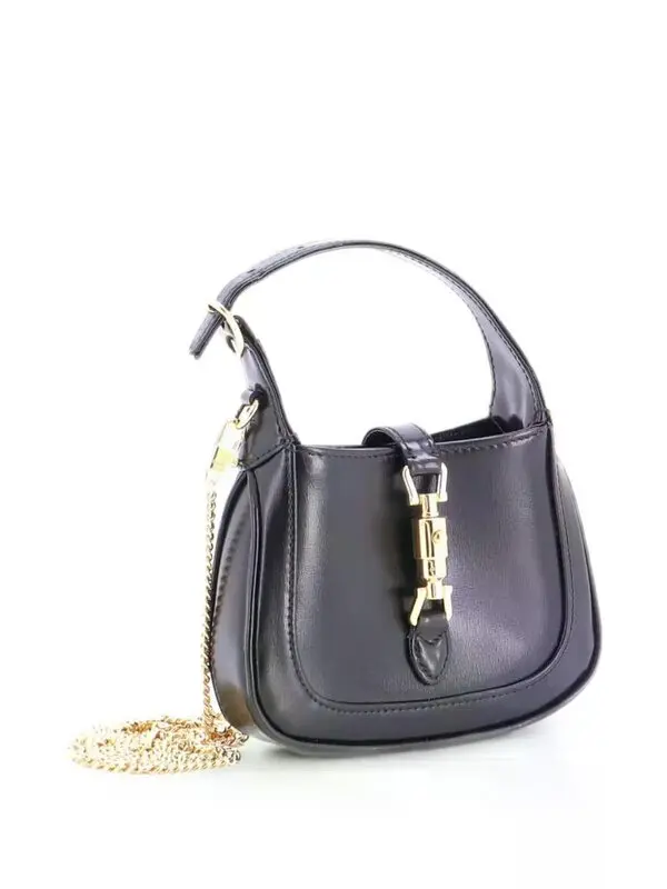 Gucci Jackie 1961 Chain Leather Super Mini Hobo Bag - Black