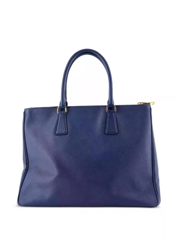 Prada Lux Saffiano Leather Double Zip Large Tote Bag - Blue