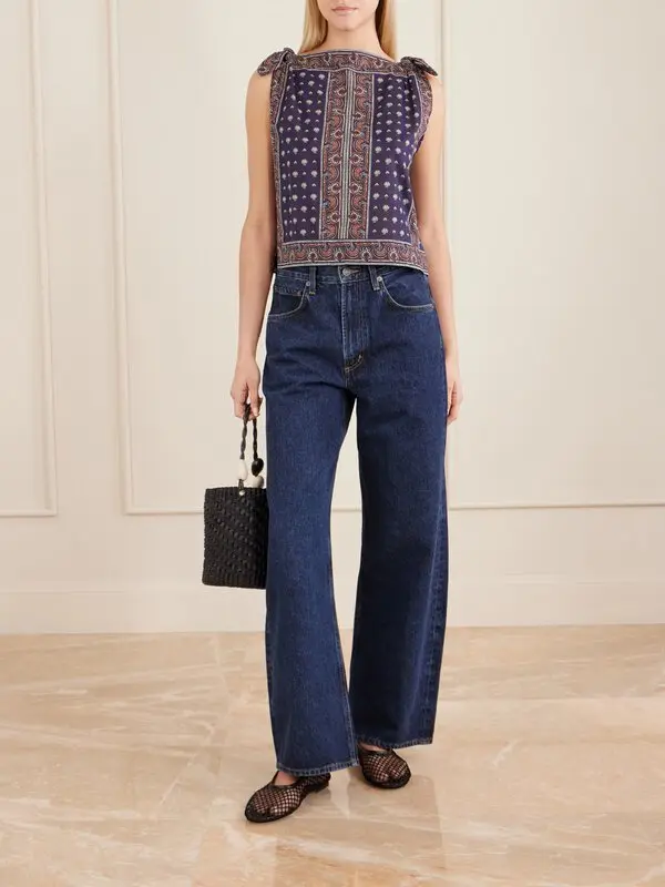 DÔEN Amalia Printed Organic Cotton Top - Blue