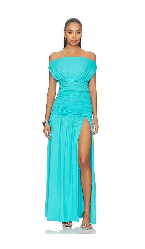 SEVEN WONDERS Off Shoulder Maxi Dress With Slit