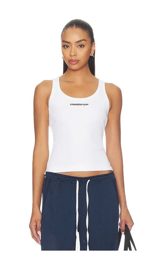 Casablanca Ribbed Tank Top - White